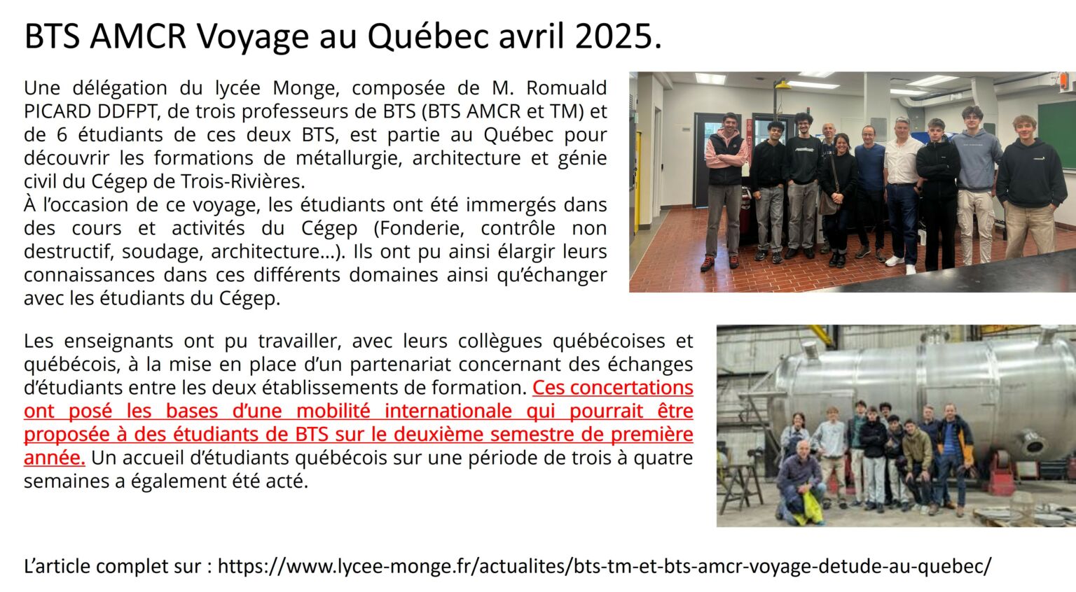 BTS AMCR – Lycée Monge – Chambéry
